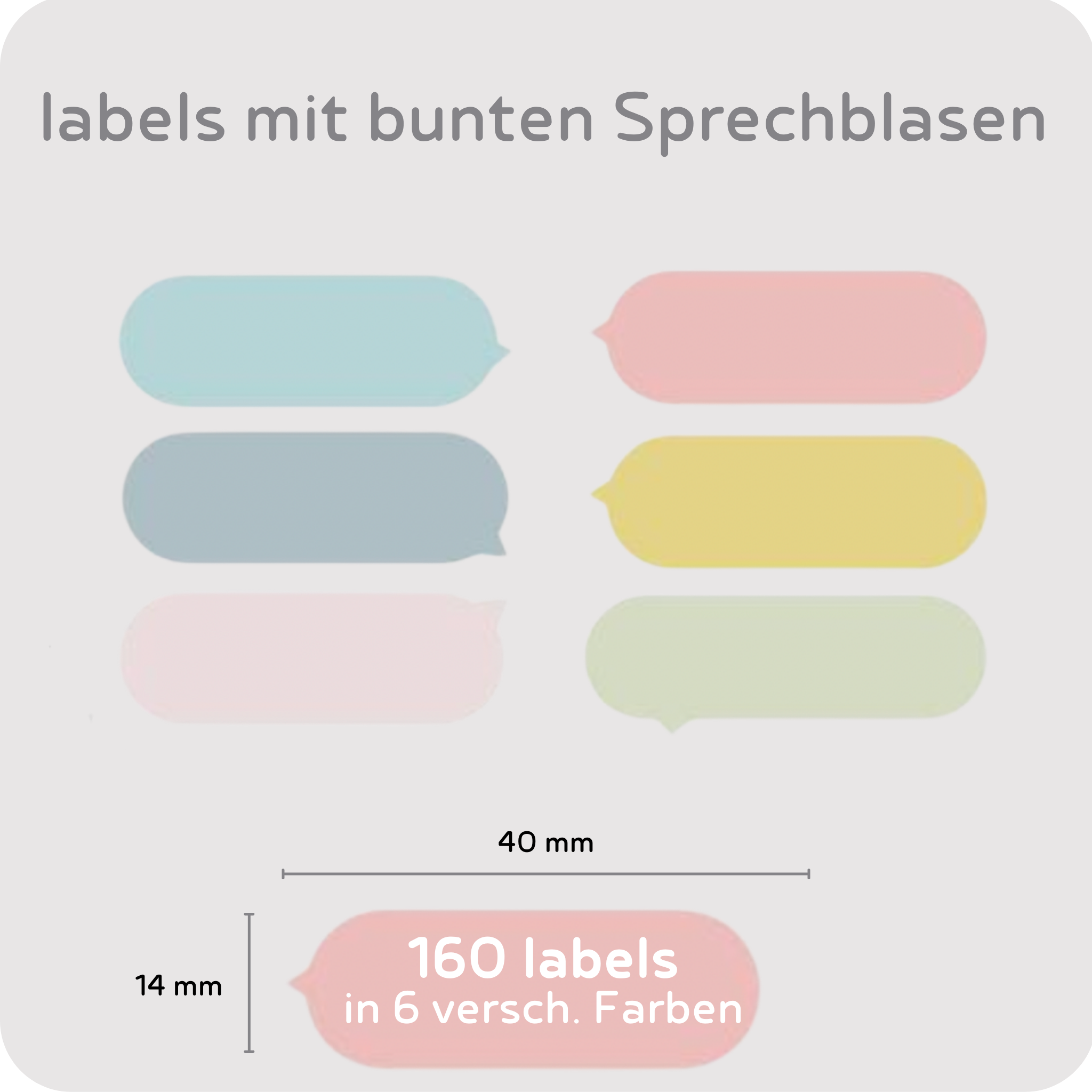 Sprechblasen in verschiedenen Farben - 160 Stk. – labelme.at